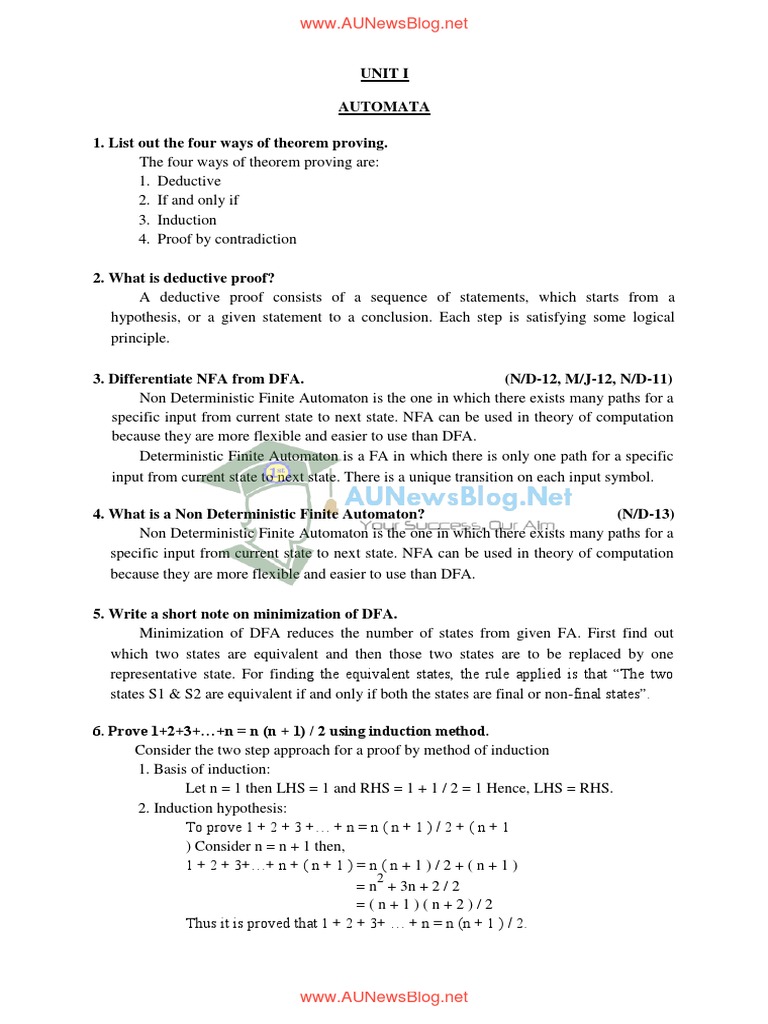 Automata Theory: Key Concepts & Proofs | PDF | Regular Expression ...