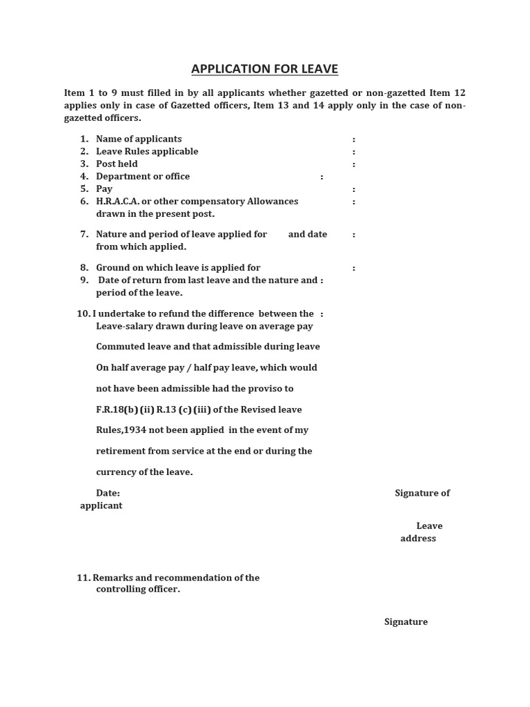 Application For Leave | Download Free PDF | Pension | Government