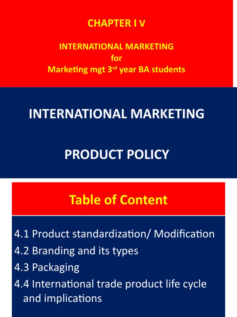 Chapter Four International Marketing Product Policy | PDF | Brand ...
