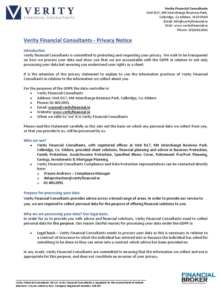 Client Privacy Notice | PDF | Financial Adviser | Information Privacy