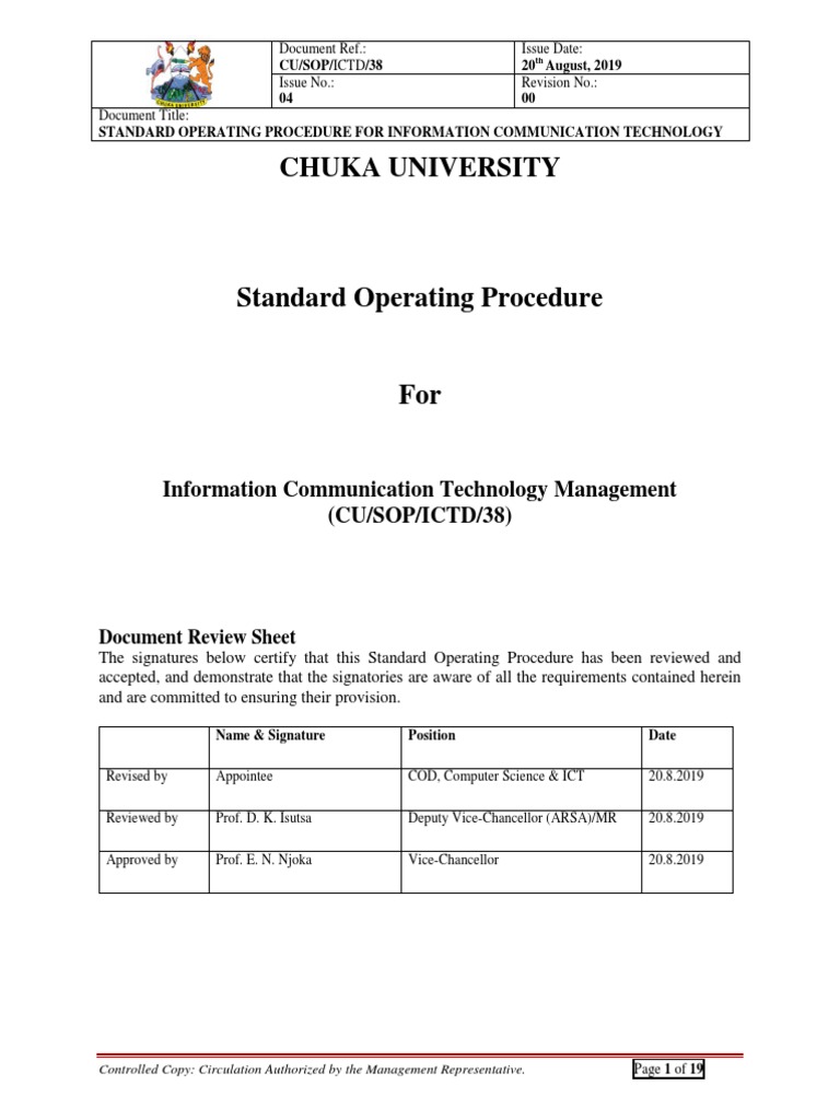 38 SOP ICT Department | PDF | Backup | Specification (Technical Standard)
