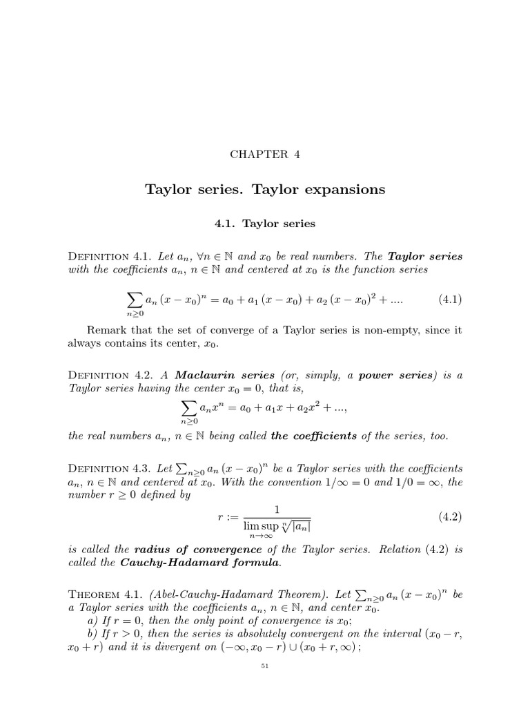 Mathematical Analysis - Taylor Series | PDF | Power Series | Limit ...