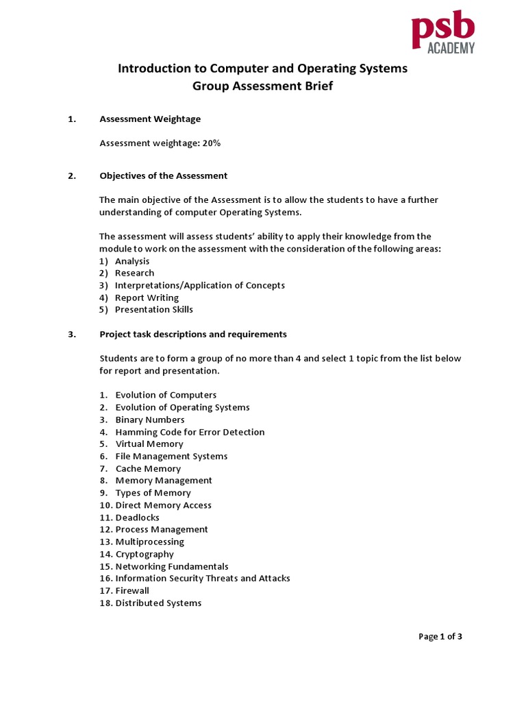 Computer Operating Systems Assessment Guide | PDF | Operating System ...