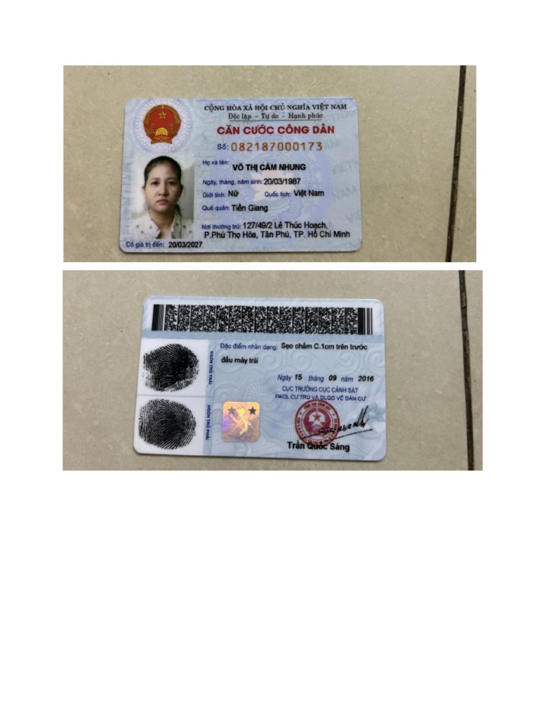 Cccd-Vo Thi Cam Nhung | PDF