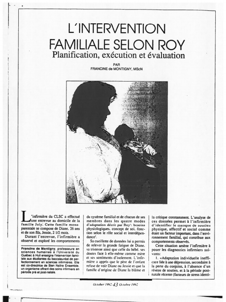 Intervention Familiale Roy Planification Execution Evaluation | PDF