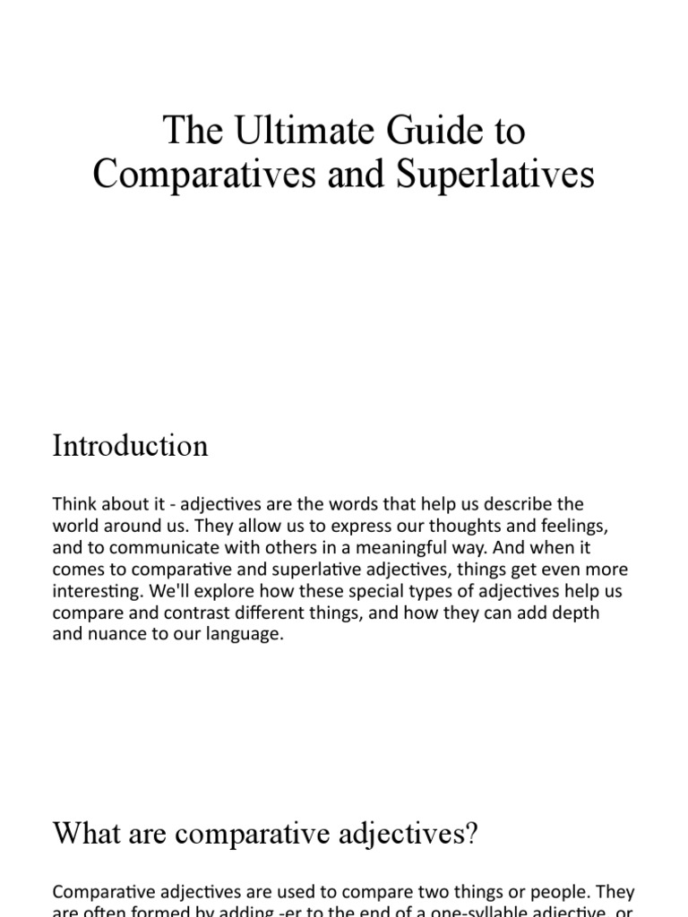 Mastering Comparatives and Superlatives | PDF | Adjective | Linguistic ...