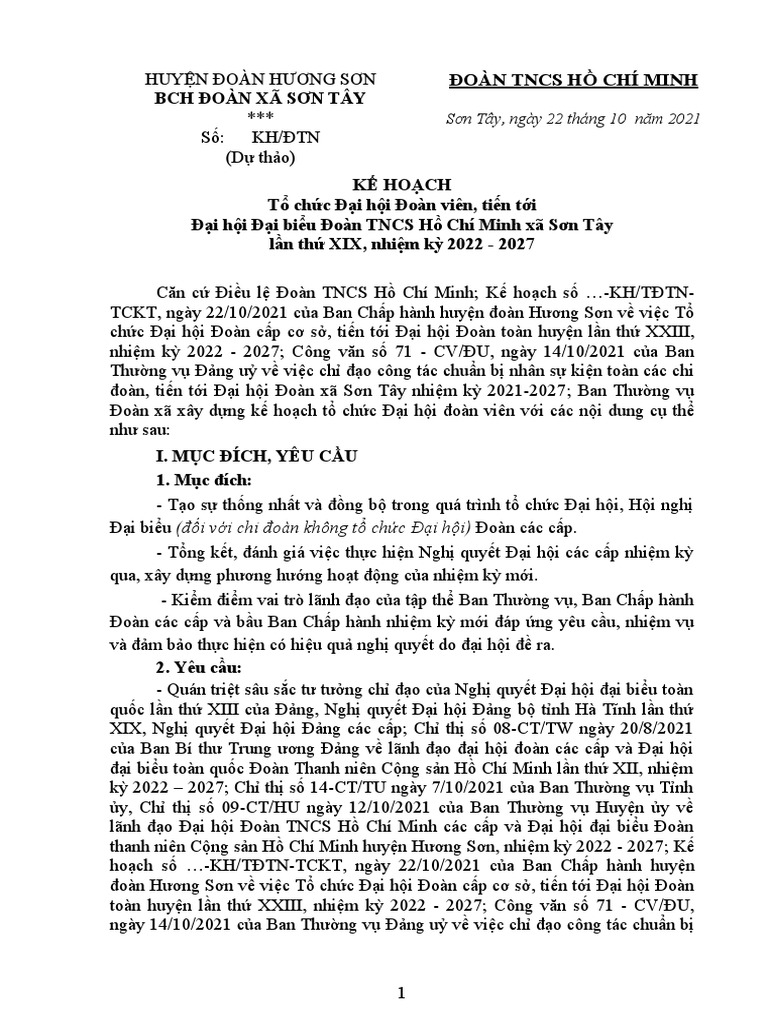 KH 10 Ke Hoach Đ I Hôi Chi Đoàn | PDF