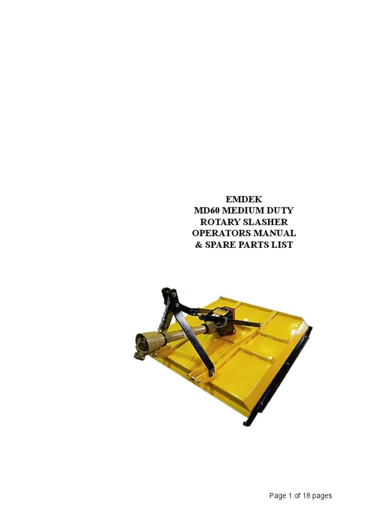 MD60 Rotary Slasher | Download Free PDF | Tractor | Clutch