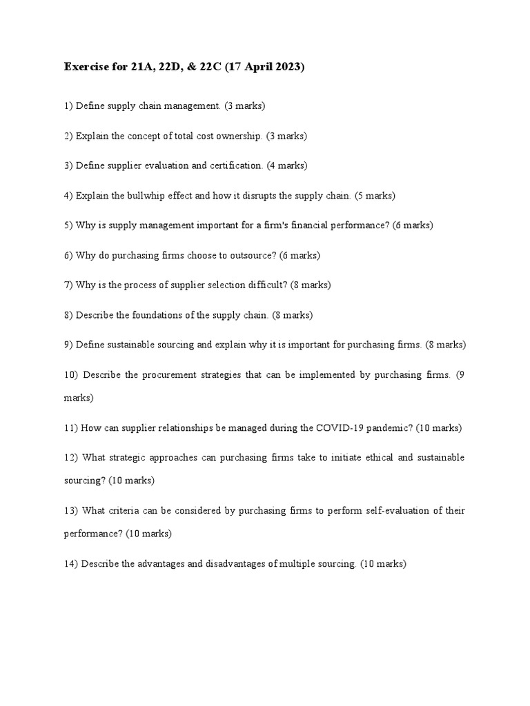 Exercise SCM | PDF