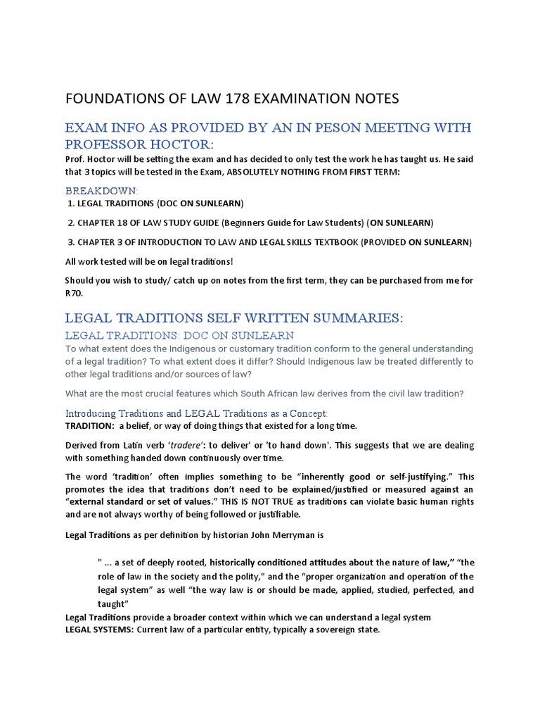 Foundations of Law Term 2 Semester 1 Exam Notes-1 | PDF | Sharia ...