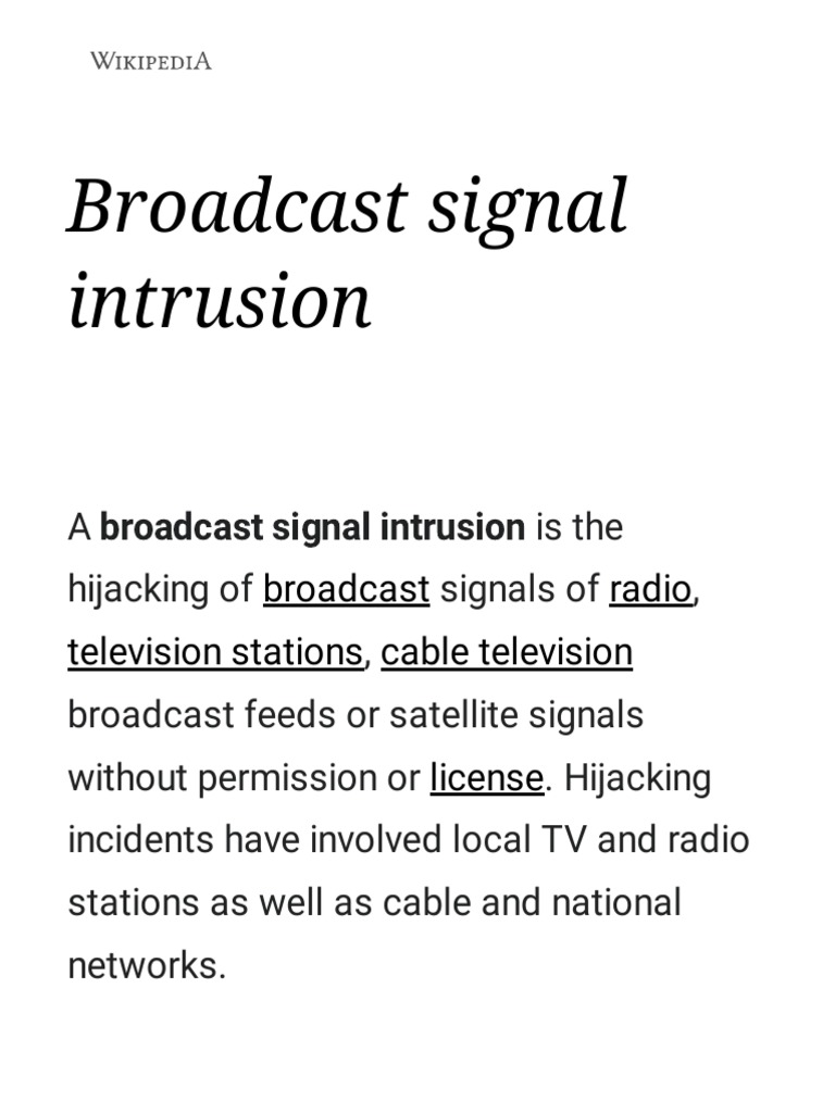 Overview of Broadcast Signal Intrusions | PDF | Entertainment ...