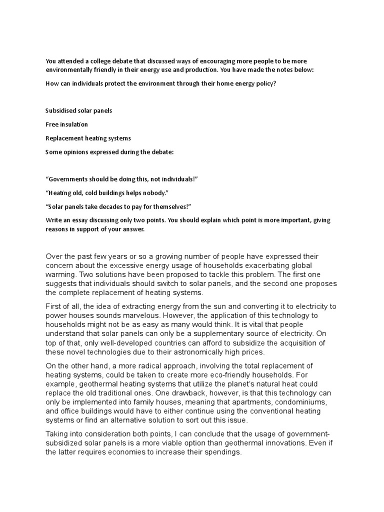 Argumentative Essay Number 4 PDF Photovoltaics Heat