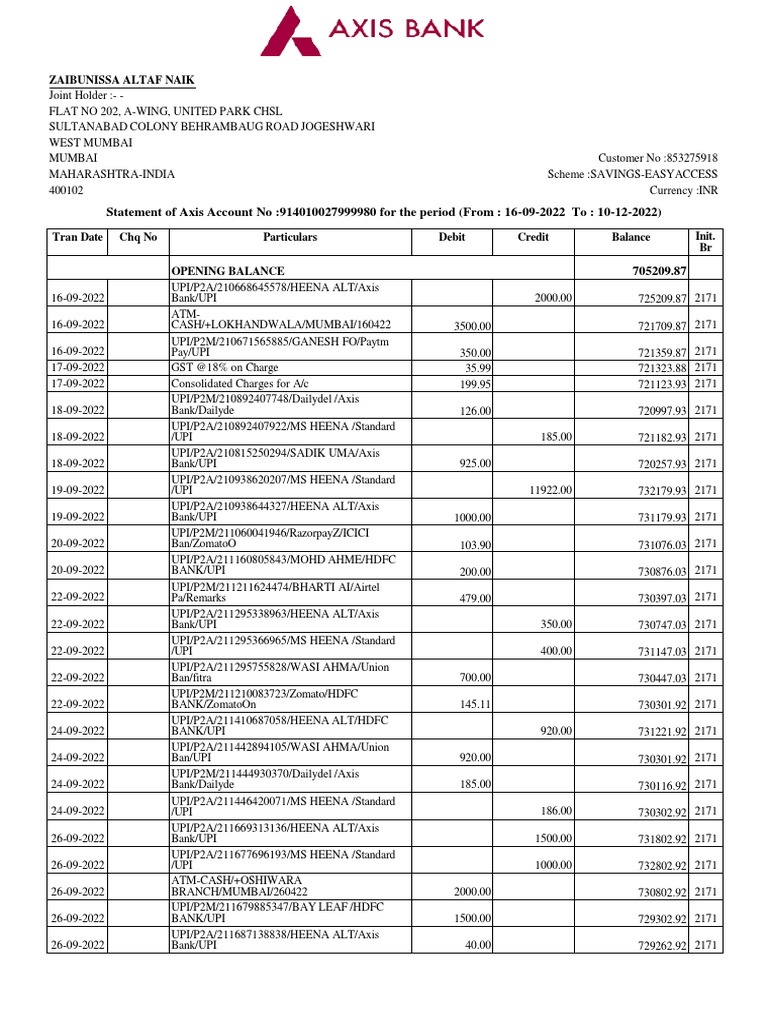 3 Months Statement | PDF | Debit Card | Banks