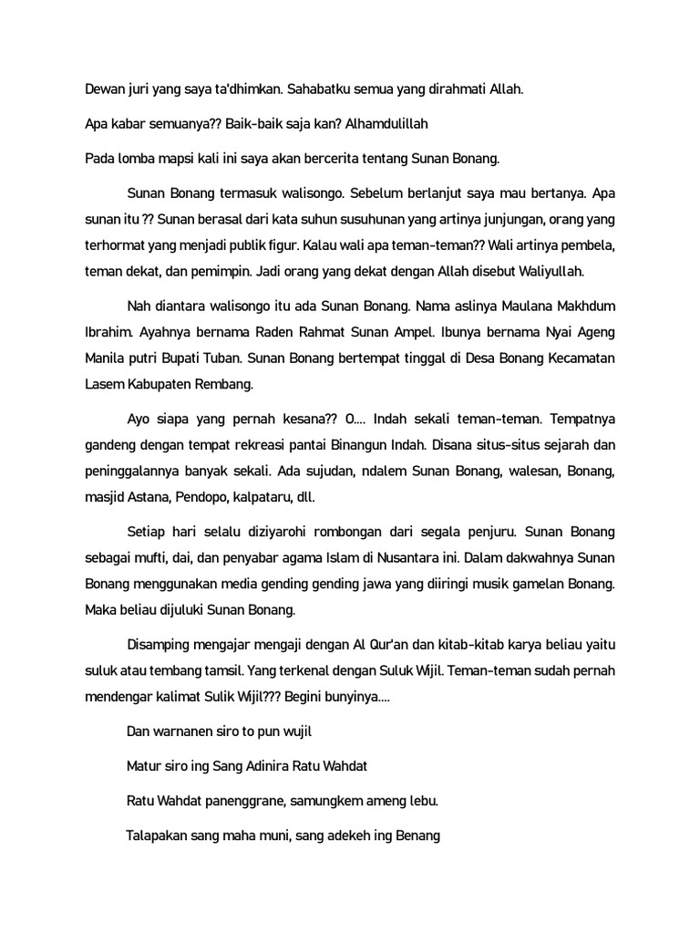 Teks Cerita Islami Mapsi 2023 | PDF