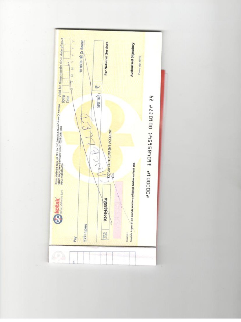 Kotak Cancelled Cheque | PDF