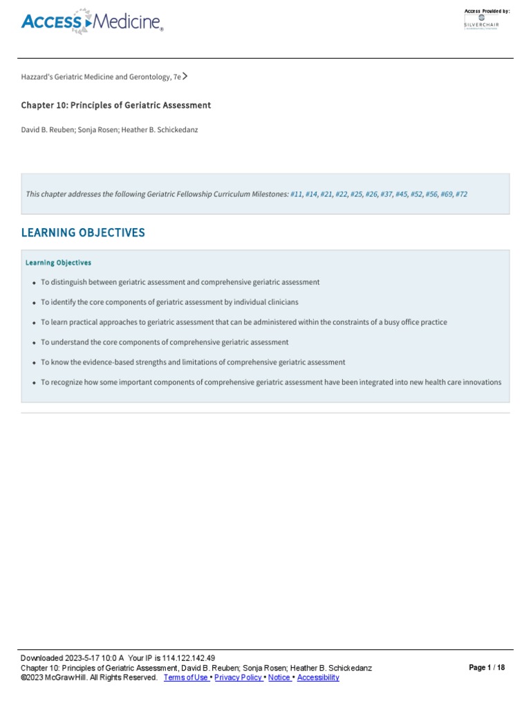 Chapter 10 - Principles of Geriatric Assessment | PDF | Geriatrics ...