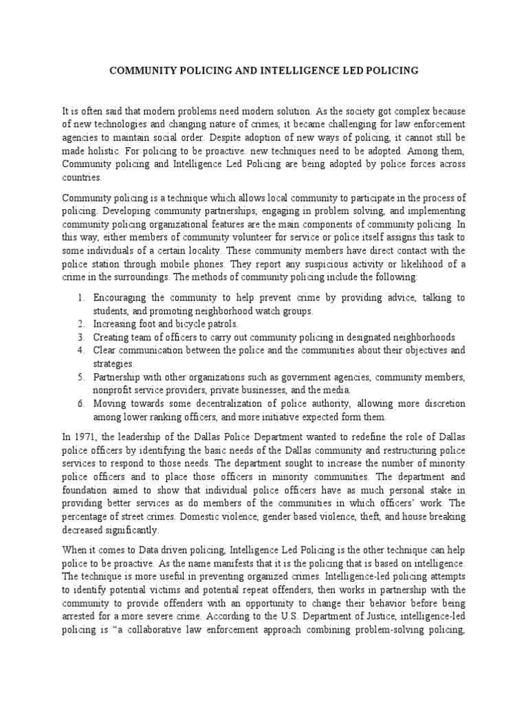Community Policing and Intelligence Led Policing | PDF | Community ...