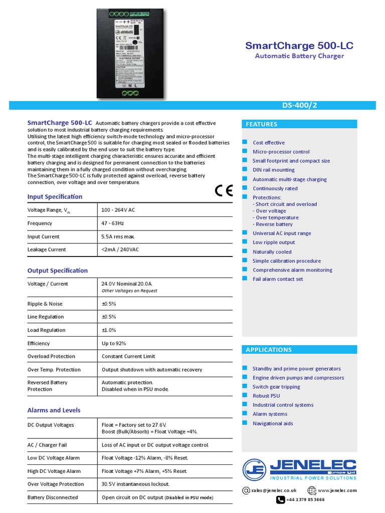 DS-400 - 2 - SmartCharge 500-LC | PDF | Battery Charger | Electrical Components