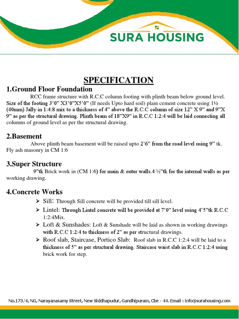 Construction Specification | PDF | Bathroom | Concrete