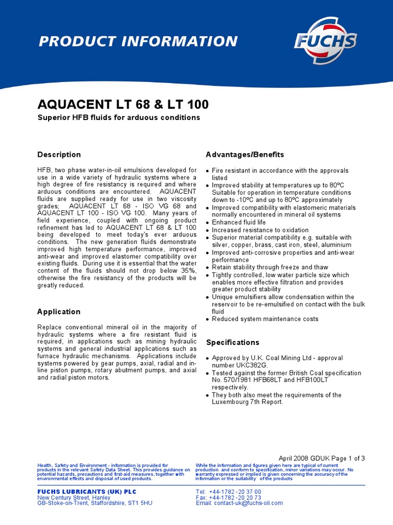 AQUACENT LT 68 & LT 100 Overview | PDF | Pump | Chemistry