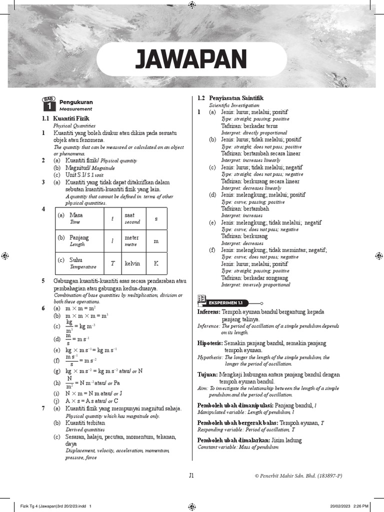 Superb Jawapan Fizik TG 4 | PDF