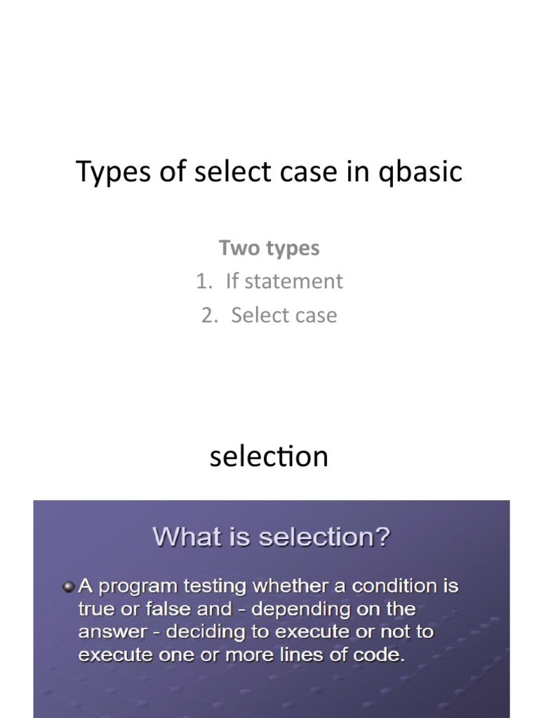 Select Case in Qbasic | PDF