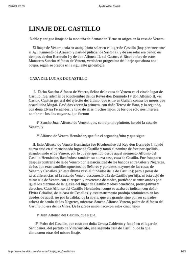 Apellido Del Castillo | PDF | Los símbolos | Feudalismo