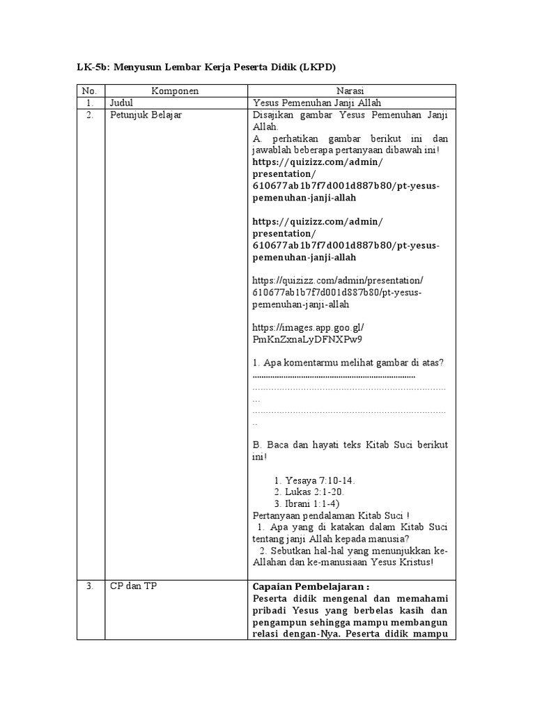Lk 5b Menyusun Lembar Kerja Peserta Didik Lkpd Pdf