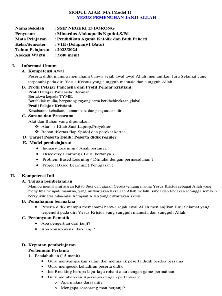 Modul Ajar Kelas Viii Semester Ganjil Pdf