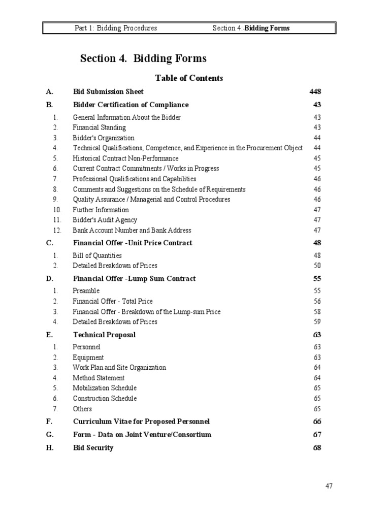 5 - Section 4 Bidding Forms | PDF | Revenue | Salary