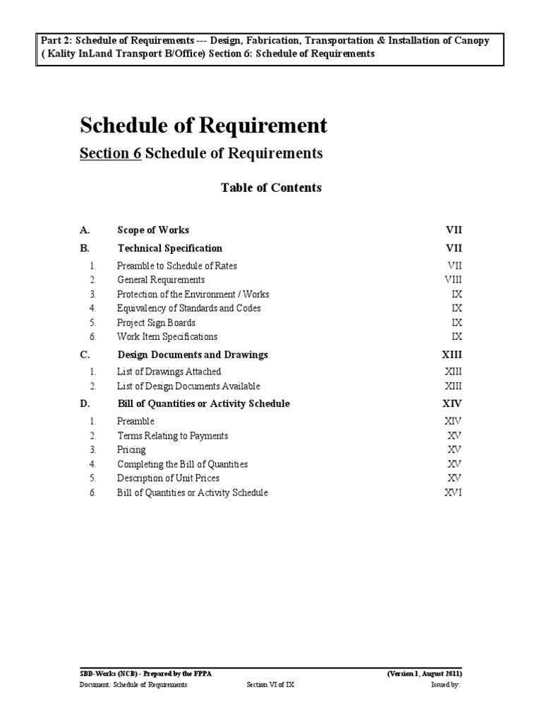 7-Schedule of Requirement | PDF | Specification (Technical Standard) | Procurement