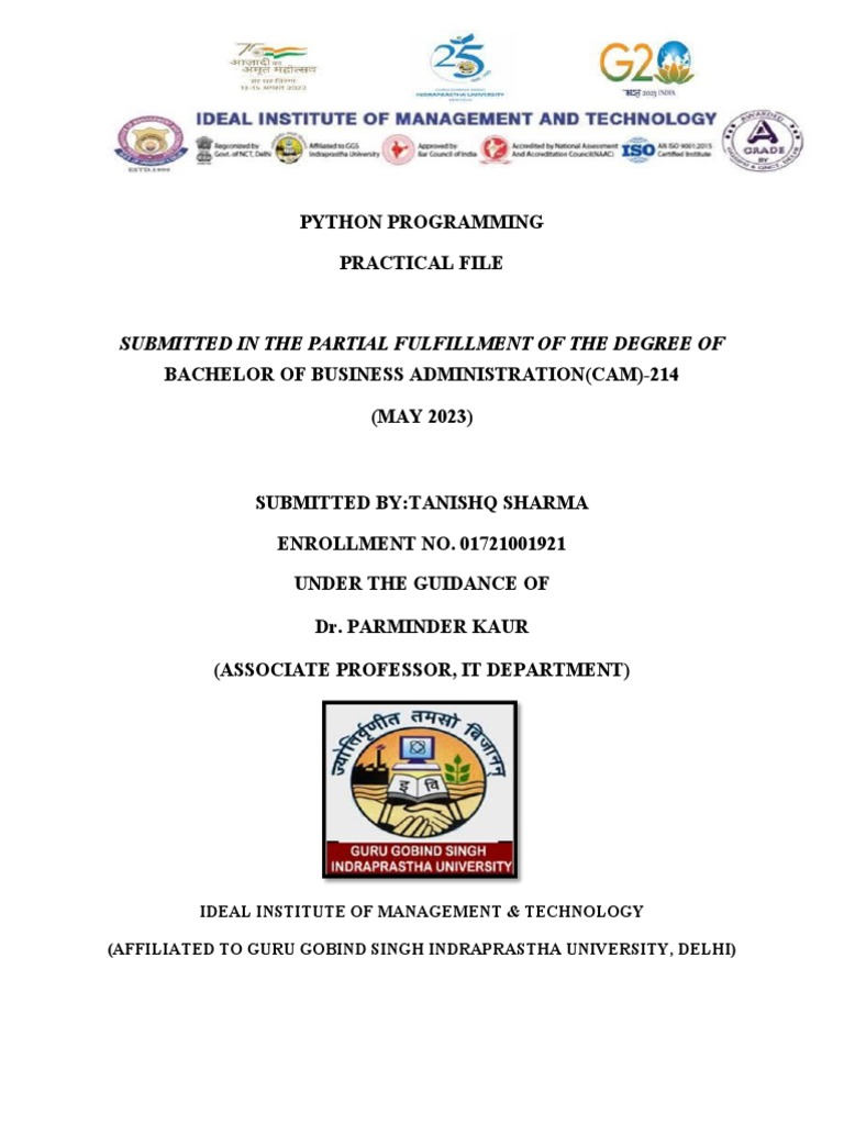 Python Practical File Tanishq | PDF | Parameter (Computer Programming) | Computer Programming