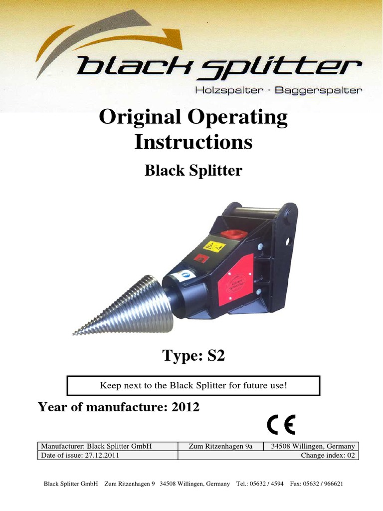 Black Splitter Operating Instructions | PDF | Safety | Personal ...