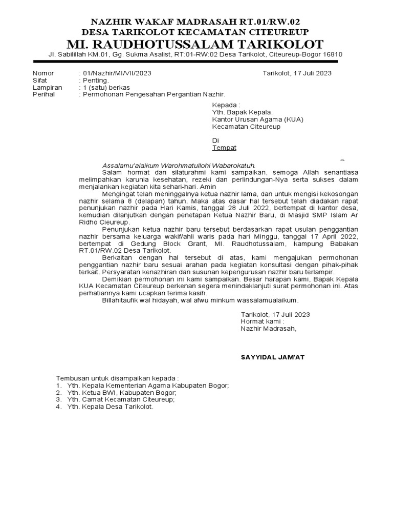 Pernyataan Kesediaan Menjadi Nazhir 18 Juli 2023 | PDF