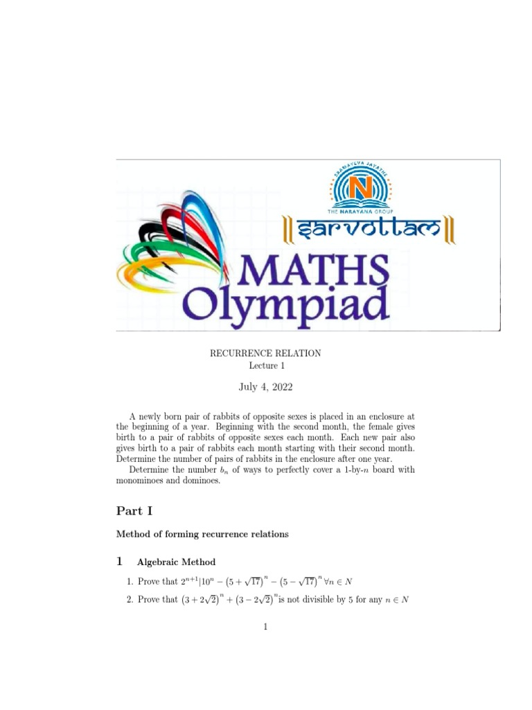 Recurrence Relation 2 Pdf Ordinary Differential Equation Equations
