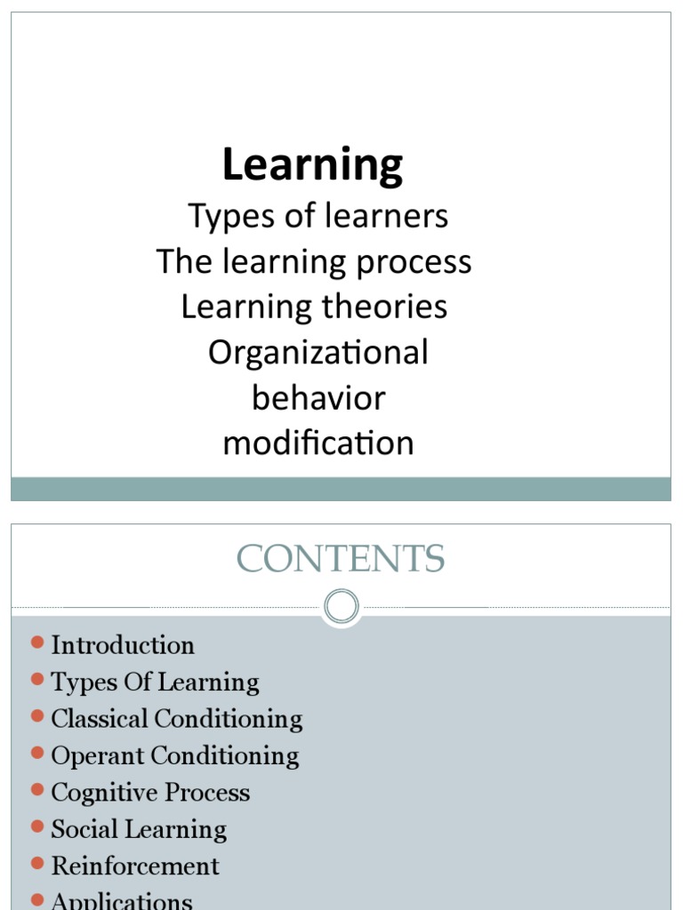 Learning | PDF | Classical Conditioning | Reinforcement
