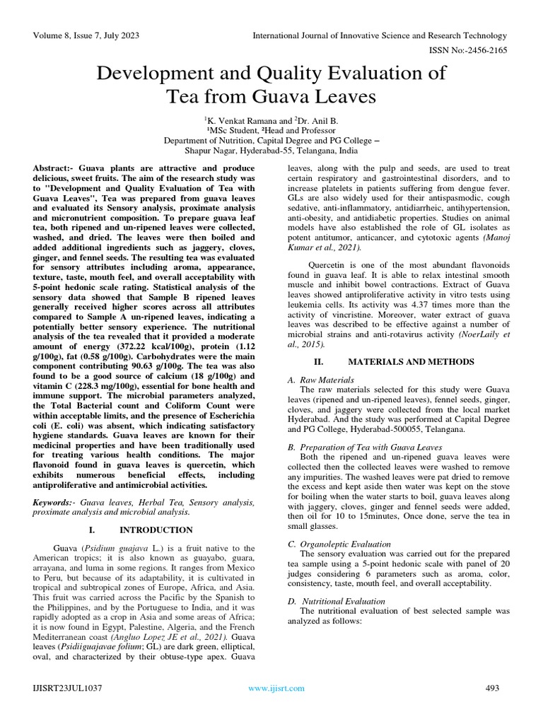 Guava Leaf Tea: Development & Quality Analysis | PDF | Colony Forming ...