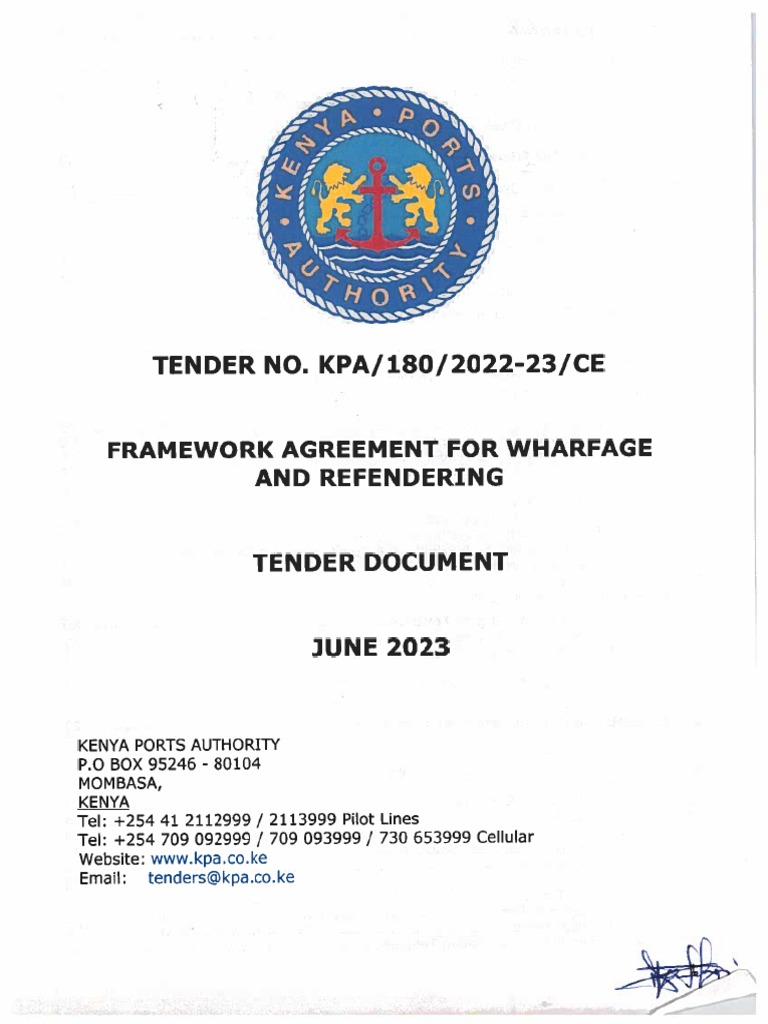 1687597987411-TENDER NO. KPA - 180 - 2022-23 - CE - Framework Agreement ...