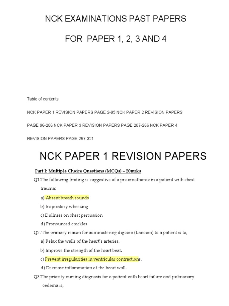 NCK Examination Past Pps1,2,3,4-1 | PDF | Respiratory Diseases | Chronic Obstructive Pulmonary ...