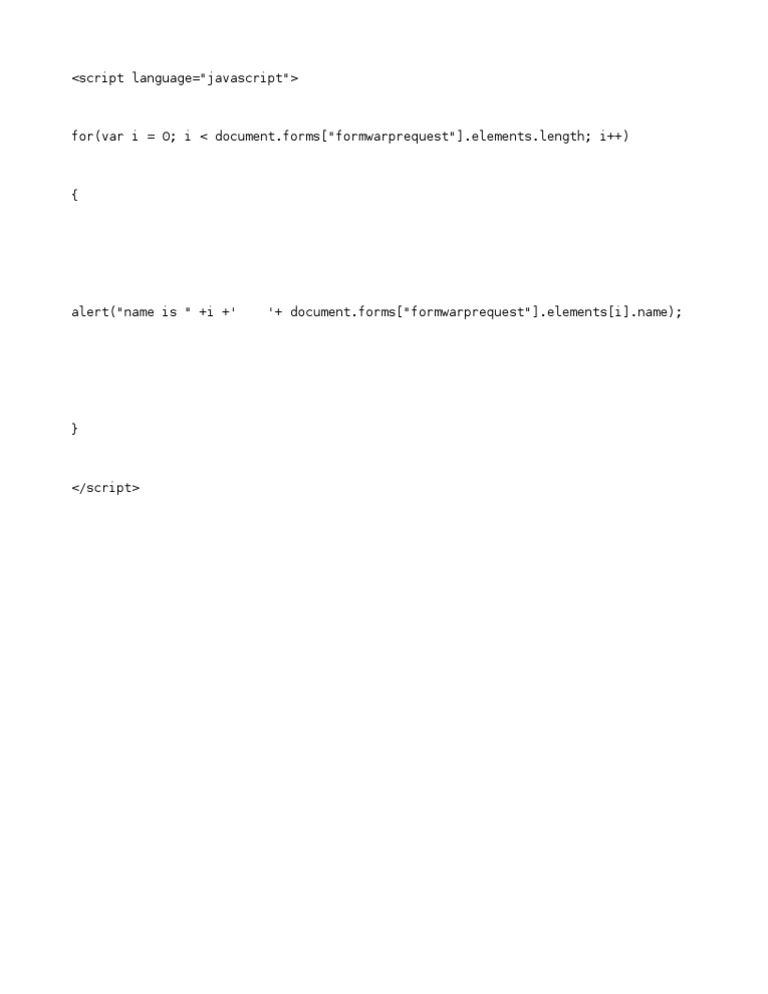 JavaScript Form Element Names Alert | PDF | Computers