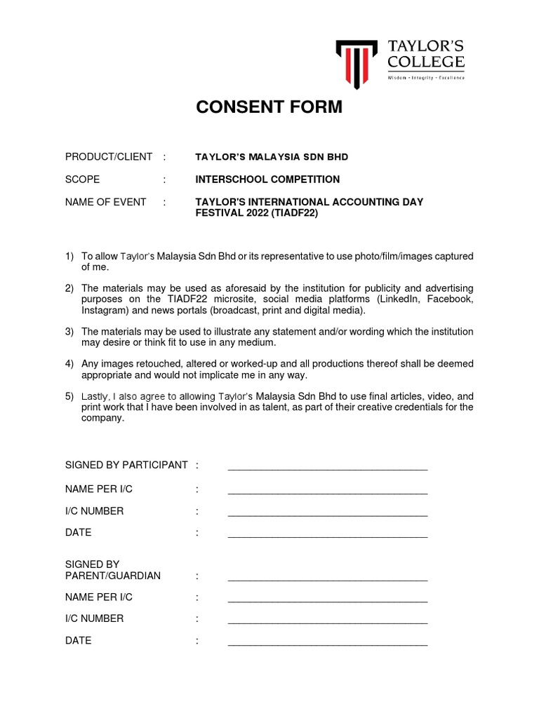 Consent Form Interschool Competition | PDF Consent Form Interschool Competition | PDF