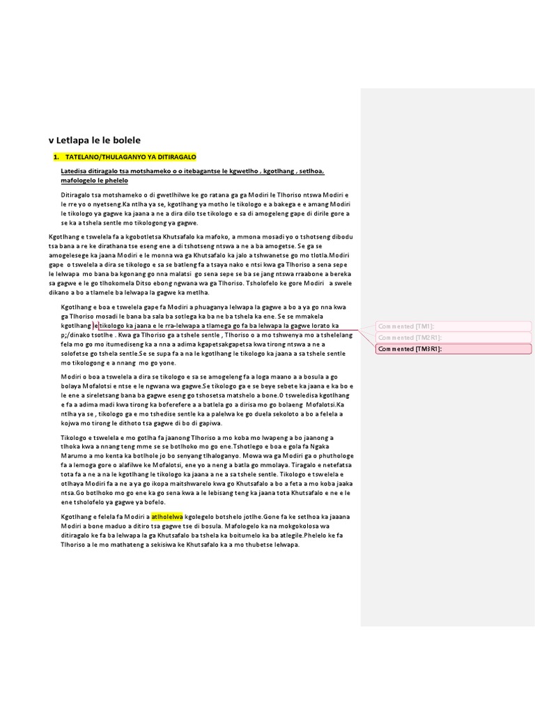 Letlapa Le Le Bolele | PDF