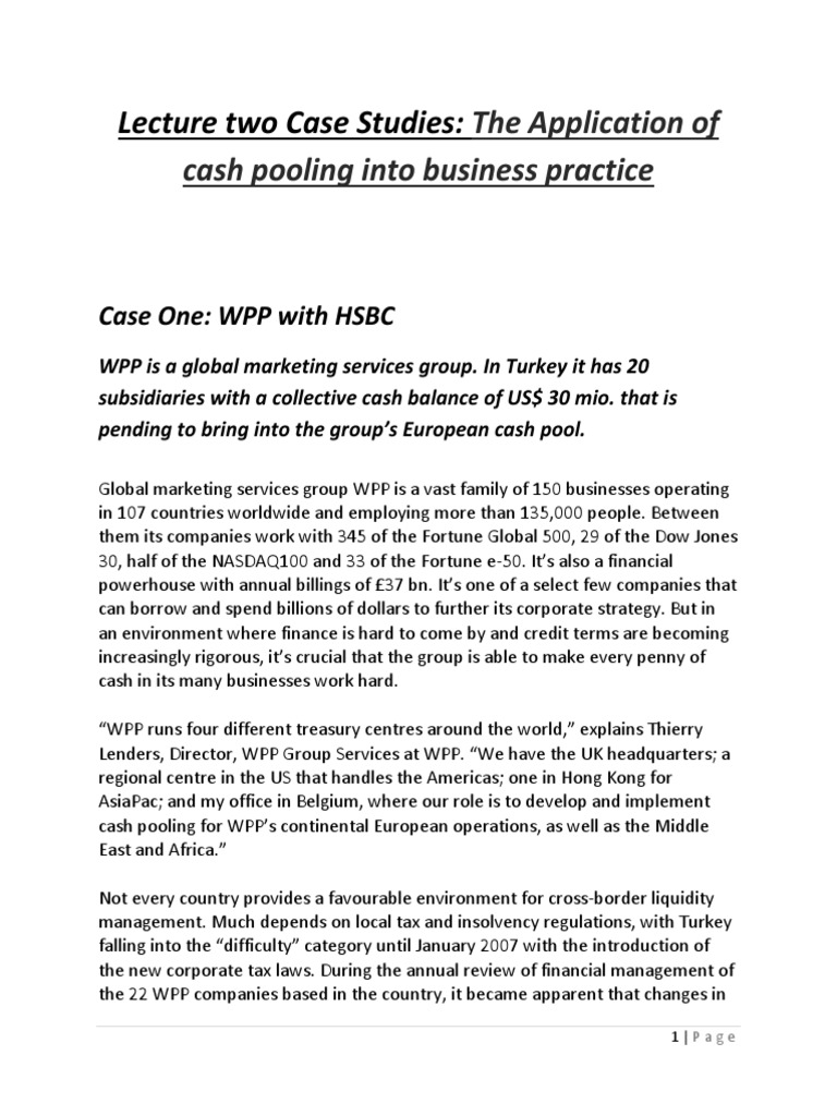 Case Studies - Cash - Pooling | PDF | Banks | Hsbc