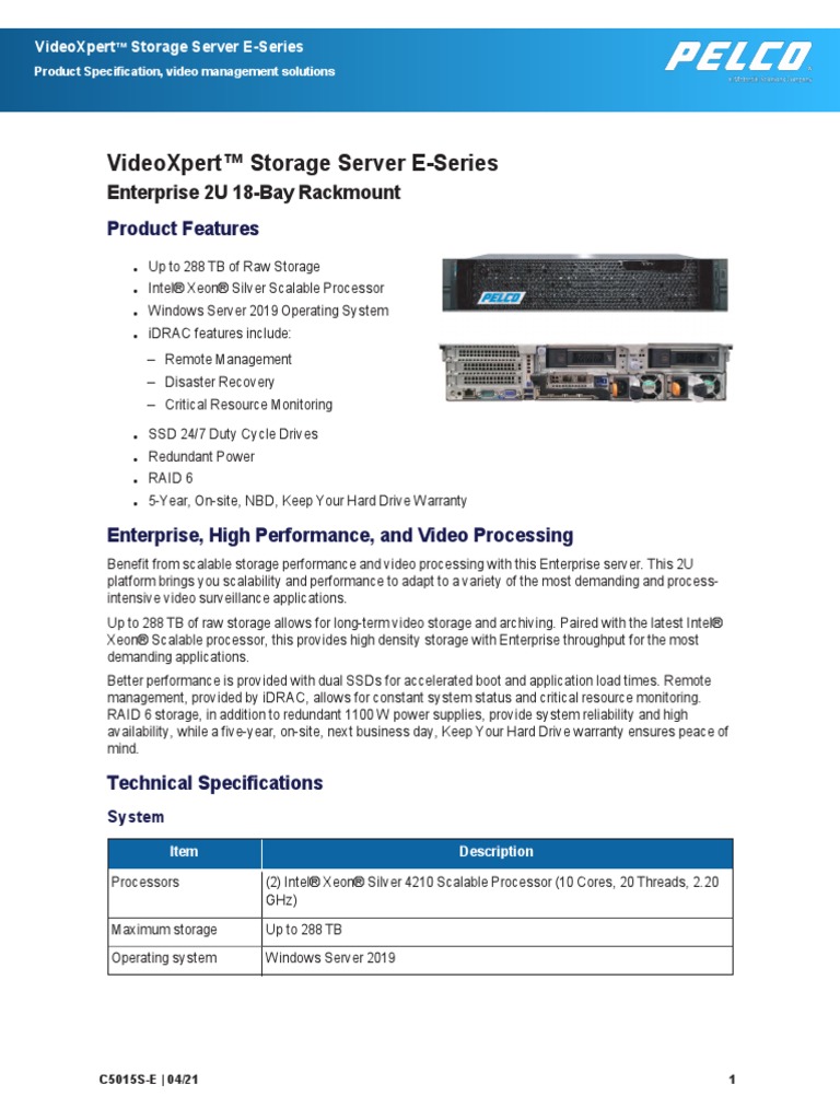 VxStorageServer E-Series SpecSheet 031721 | PDF | Solid State Drive | Computer Data Storage