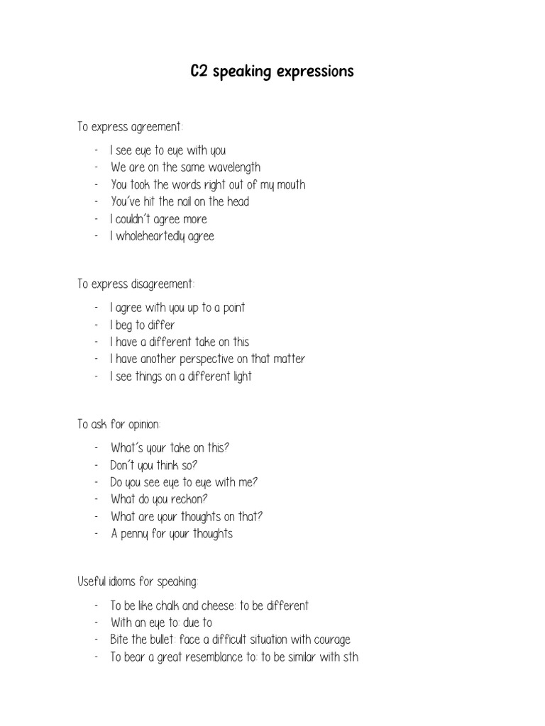 Speaking Expresions | PDF | Language Arts & Discipline | Self-Improvement