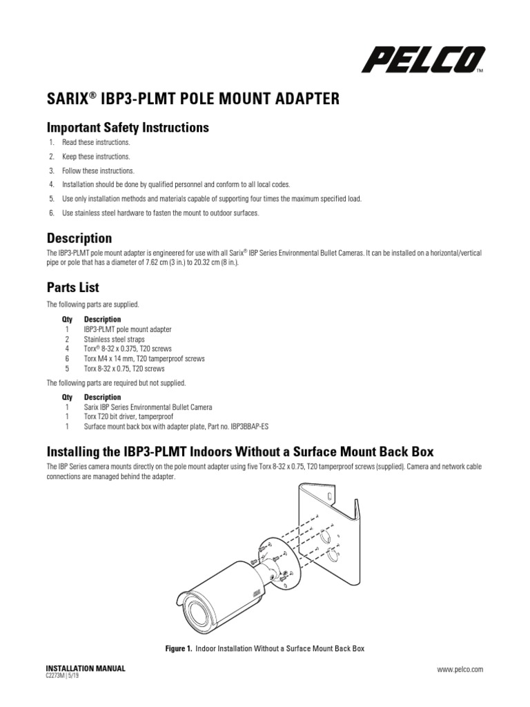 Sarix Pro IBP Pole Mount 072919 | PDF | Screw | Building Engineering
