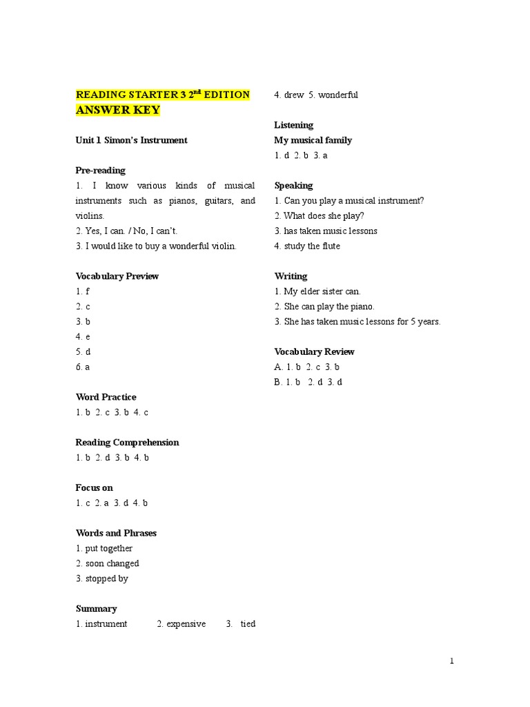 Reading Starter New 3 Answer Key | PDF | Planets In Astrology | Planets