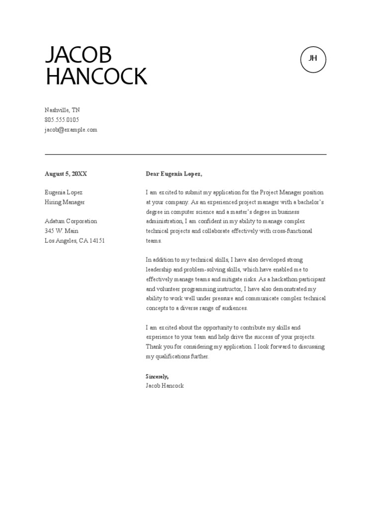 Project Management Cover Letter | PDF
