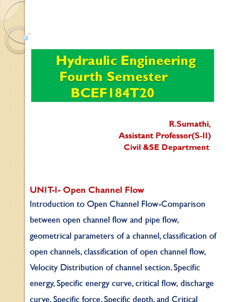 HE - Unit-I-PPT - Open Channel Flow | PDF | Reynolds Number | Fluid Dynamics
