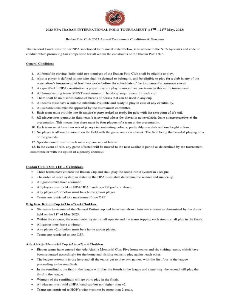 2023 Npa Ipc Tournament General Conditions & Structure-1 | PDF | Sports ... 2023 Npa Ipc Tournament General Conditions & Structure-1 | PDF | Sports ...